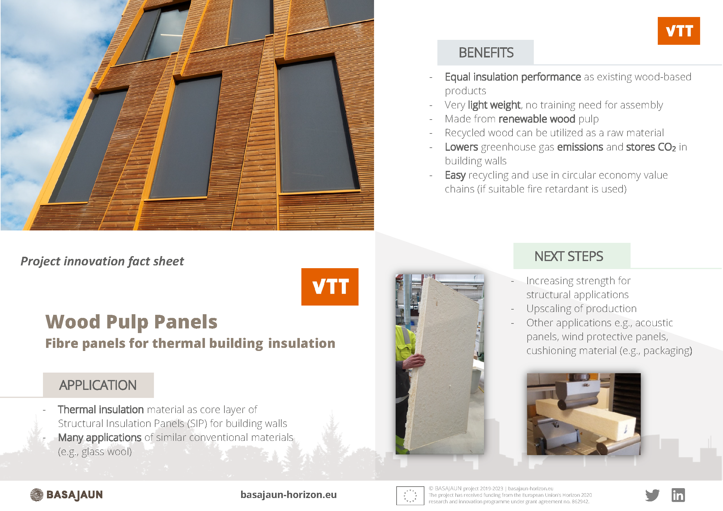 Innovation | VTT - Wood Pulp Panels - basajaun-horizon.eu